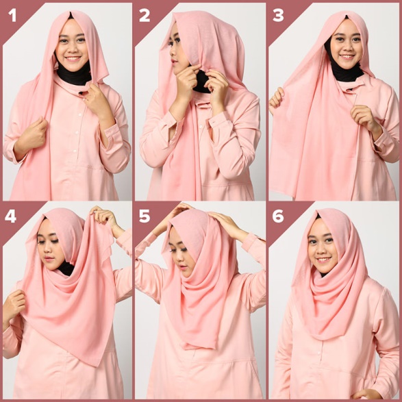6 Tutorial Hijab Segiempat yang Mudah - parasayu.net
