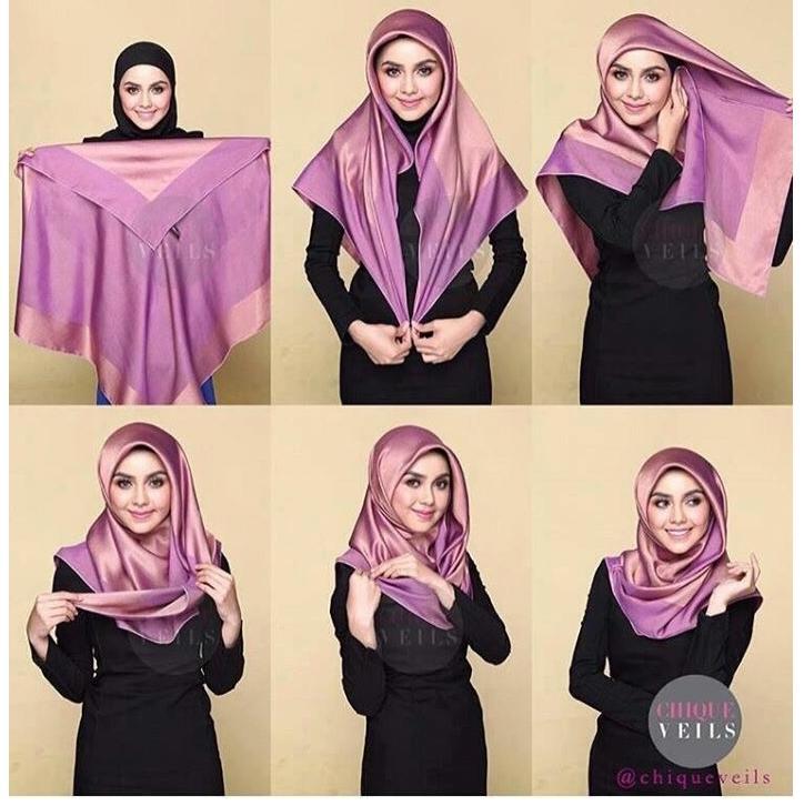 6 Tutorial Hijab Segiempat yang Mudah - parasayu.net