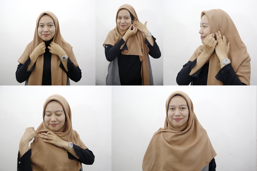 6 Tutorial Hijab Segiempat yang Mudah - parasayu.net
